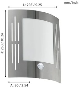 EGLO 88144 - Senzorové venkovní nástěnné svítidlo CITY 1xE27/15W/230V IP44