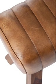 Hnědá kožená lavice v podobě gymnastické Cognac - 91*36*48 cm