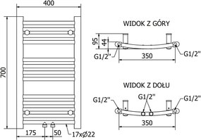 Mexen Ares elektrický radiátor 700 x 400 mm, 300 W, antracit - W102-0700-400-2300-66