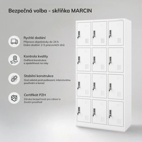 Bílá šatní bezpečnostní skříň: MARCIN, 900 x 1850 x 400 mm