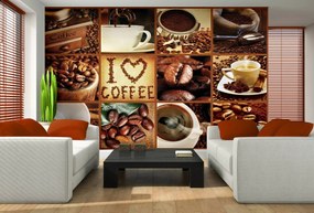 Fototapeta - I love coffee - koláž (152,5x104 cm)