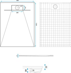 Rea Bazalt, SMC obdélníková sprchová vanička 120x80 cm, černá, REA-K3305