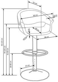Barová židle 115x60 cm bílá/černá/chrom