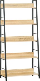 HOMCOM Knihovna 5-úrovňová s kovovým rámem, nosnost 25 kg, 70x35x149,5 cm | Aosom