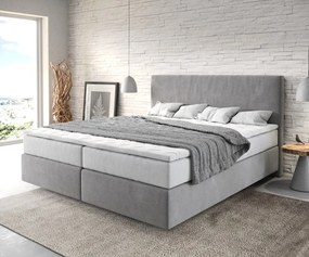 Boxspring postel Dream-Well 180x200 cm mikrovlákno šedá s taštičkovou