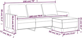 3místná pohovka s podnožkou černá 180 cm umělá kůže 3201024