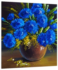 Obraz modrých květů ve váze (30x30 cm)