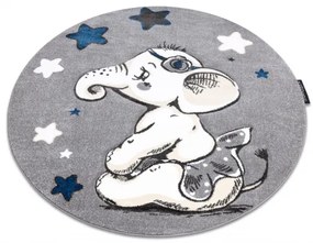 Dětský kulatý koberec PETIT Slůně / hvězdy šedý Rozměr: průměr 120 cm