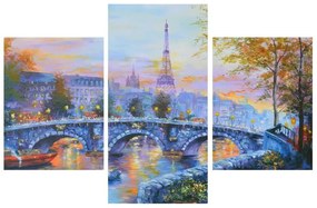 Obraz malované krajiny s Eiffelovou věží (90x60 cm)