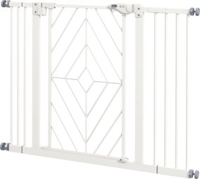 PawHut Dveře pro psy, Bezpečnostní brána se samouzavíracími dveřmi, 74-100 cm, Bez vrtání, Bílá | Aosom