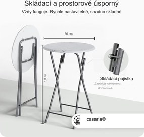 Deuba Skládací barový stůl Ø60 cm - bílý/ mramorový vzhled