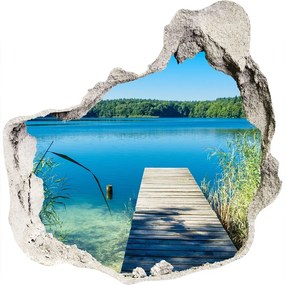 Wallmuralia Díra 3D ve zdi nálepka Molo nad jezerem 75x75 cm