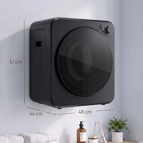 HOMCOM Mini sušička prádla 4 kg s 5 programy až do 60℃ 800W/400W odvětrávací sušička s nerezovým bubnem černá