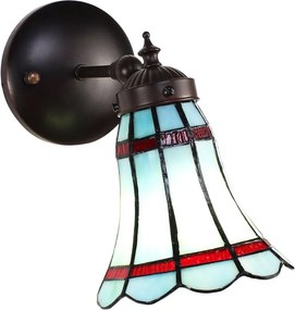 Modrá nástěnná Tiffany lampa červené pruhy RedLine - 17*12*23 cm E14/max 1*40W