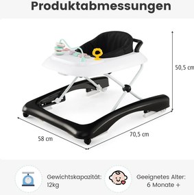 Costway 3 skládací v 1 dětské chodítko s nastavitelnou – černý