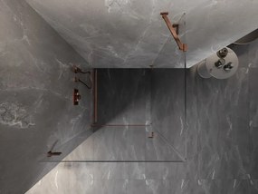 Mexen Lunar-B, výklopný sprchový kout levý 80 x 80 cm, 8mm čiré sklo, profil růžové zlato, 832-080-080-60-00-L