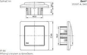 ABB Zoni vypínač č.6 IP44 šedá 3559T-A06940 241 2CHT590694A6241