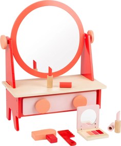 Dřevěný kosmetický stolek COSME RETRO červeno-hnědý