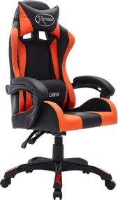 Herní židle s RGB LED podsvícením oranžovočerná umělá kůže 288002
