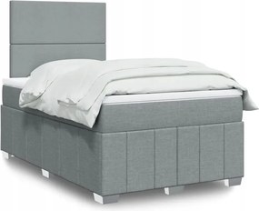 Box Spring Postel S Matrací Textil Světle Šedá Hladký design 120 x 190 cm