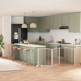 Zábrana pro psy s dvířky skládací 12 panelů 960 cm topol 3155616