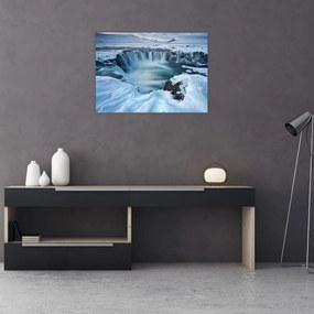 Skleněný obraz - Vodopád Bohů, Island (70x50 cm)