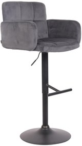 Barová židle Haworth - samet - černý rám | tmavě šedá
