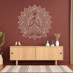 Dřevěná mandala jóga žena – 3D obraz na zeď do obývacího pokoje | SENTOP PR0511