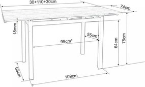 Jídelní stůl Byrne - obdélník, mramor / černá