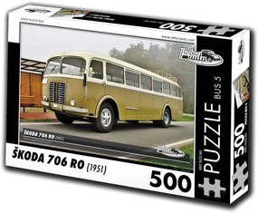 Puzzle retro-auta puzzle bus č. 5 škoda 706 ro (1951) 500 dílků