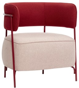 Hübsch Lounge křesílko, polyester/kov, růžová/červená - 021209