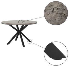 Jídelní stůl MEDOR průměr 120 cm, MDF dezén beton, kov černý lak