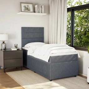 Box spring postel s matrací tmavě šedá 90x190 cm samet 3292215