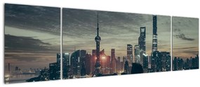 Obraz města za soumraku (170x50 cm)