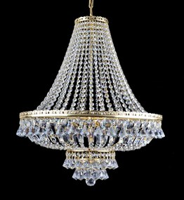 6 bulbs Strass basket crystal chandelier - Cut octagons &amp; Diamond shaped pendants