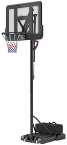 SPORTNOW basketbalový koš venkovní, nastavitelná výška koše 230-305 cm, basketbalový stojan s nerozbitnou zadní stěnou 110 x 75 cm s kolečky, odpruže…