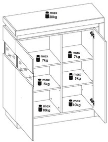 Skříňka s prosklením Lyon, bílá lesk, s osvětlením, levá