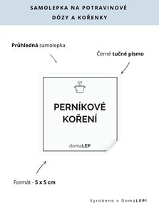 Samolepka na kořenky PERNÍKOVÉ KOŘENÍ průhledná 5 × 5 cm tučné písmo