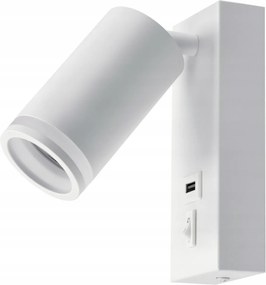 BERGE LED nástěnné svítidlo GU10 s vypínačem a USB portem - bílá