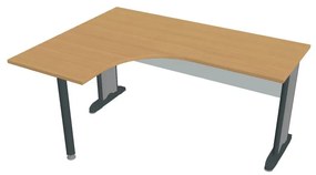 Stůl ergo oblouk pravý 160×120/60 cm - Hobis Cross CE 60 P Dekor stolové desky: buk, Dekor lamino podnože: šedá, Barva nohou: černá