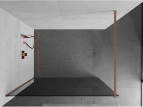 Mexen Kioto, sprchová zástěna Walk-In 70 x 200 cm, 8mm šedé sklo, měděný matný profil, 800-070-101-65-40