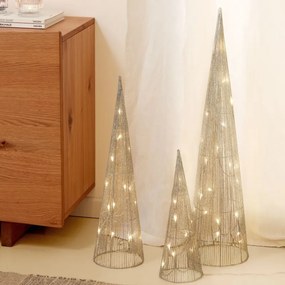 Set tří stříbrných vánočních LED dekorací Kave Home Marleen 40/60/80 cm