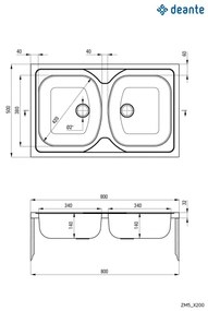 Deante ZM5_0200 - Kuchyňský dřez TANGO 50x80 cm satin