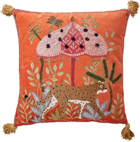 BOHEMIAN Polštář s třásněmi tygr 50 x 50 cm - oranžová