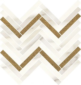 Ceramika Paradyz Obklad Calacatta Sparkle Gold Cut Mozaika 30,1x28,1 - 160044