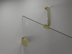 Mexen Lunar-F, sklápěcí sprchový kout pravý 90 x 90 cm, 8mm čiré sklo, zlatý profil, 836-090-090-50-00-P