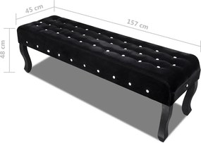 Lavice sametová látka s křišťálovými knoflíky černá 241263