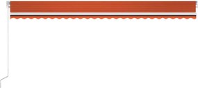 Ručně zatahovací markýza s LED světlem 600x300 cm oranžovohnědá 3068965