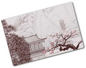 Wallmuralia Kuchyňská deska skleněná Čínská příroda 80x52 cm