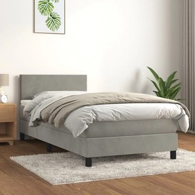Box spring postel s matrací světle šedá 80 x 200 cm samet 3141149
